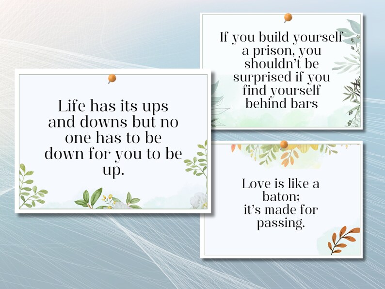 Inspirational Quote Cards, Printable Motivational Quotes Flash Cards ...