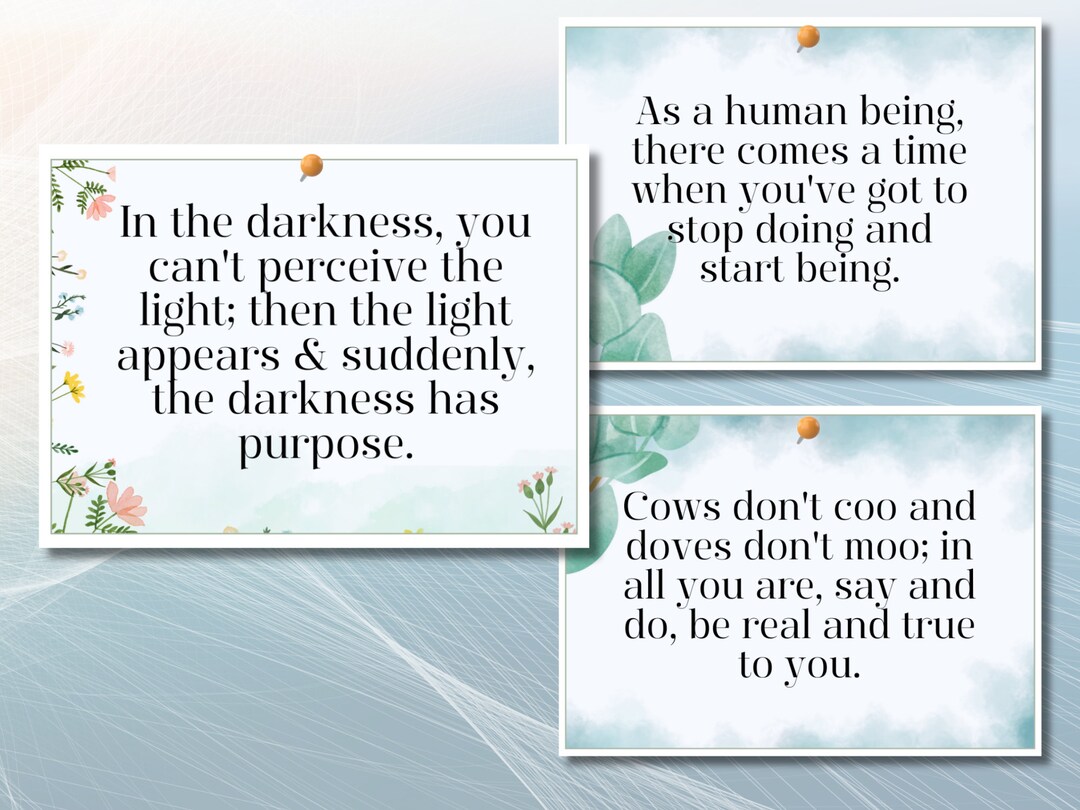 Inspirational Quote Cards, Printable Motivational Quotes Flash Cards ...