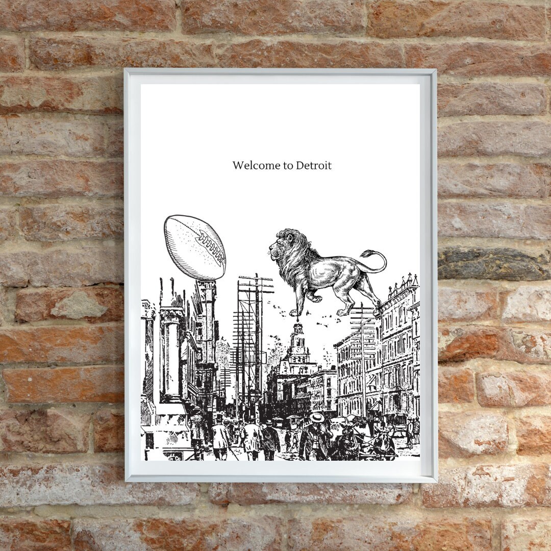 Detroit, Detroit Lions, Detroit City Sign, Poster, Decor, Digital Print ...