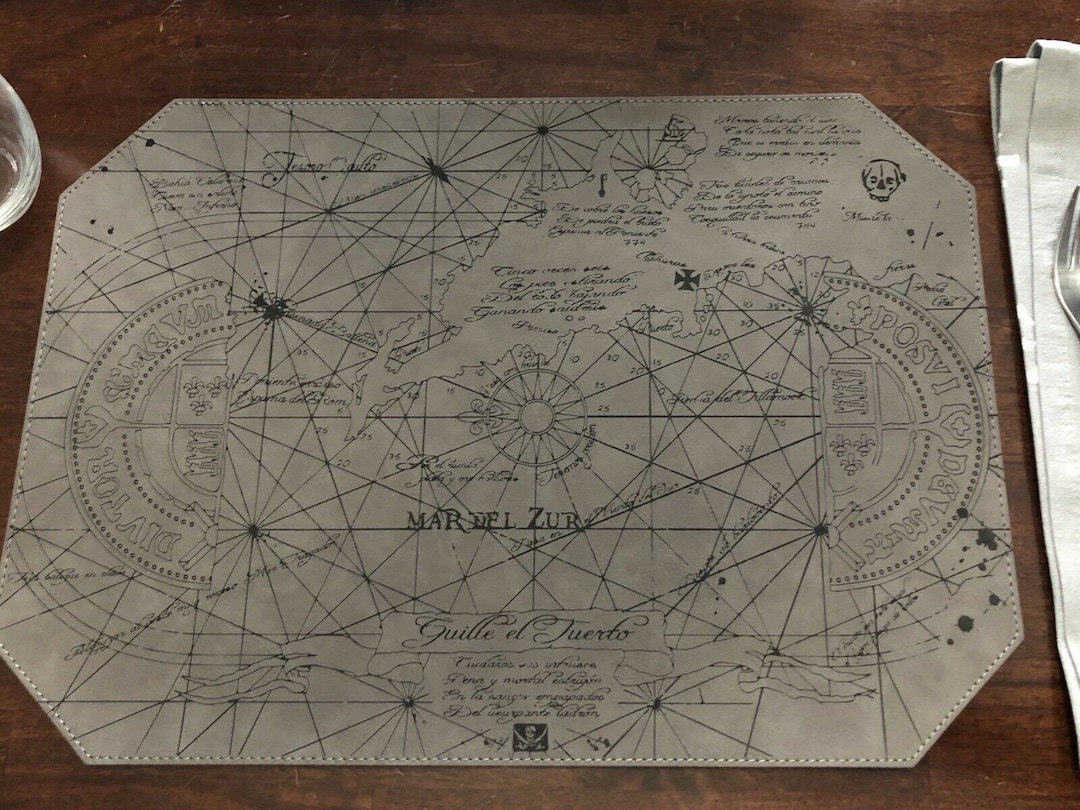 The Goonies Treasure Map Leatherette Placemat Laser Engraved in Several ...