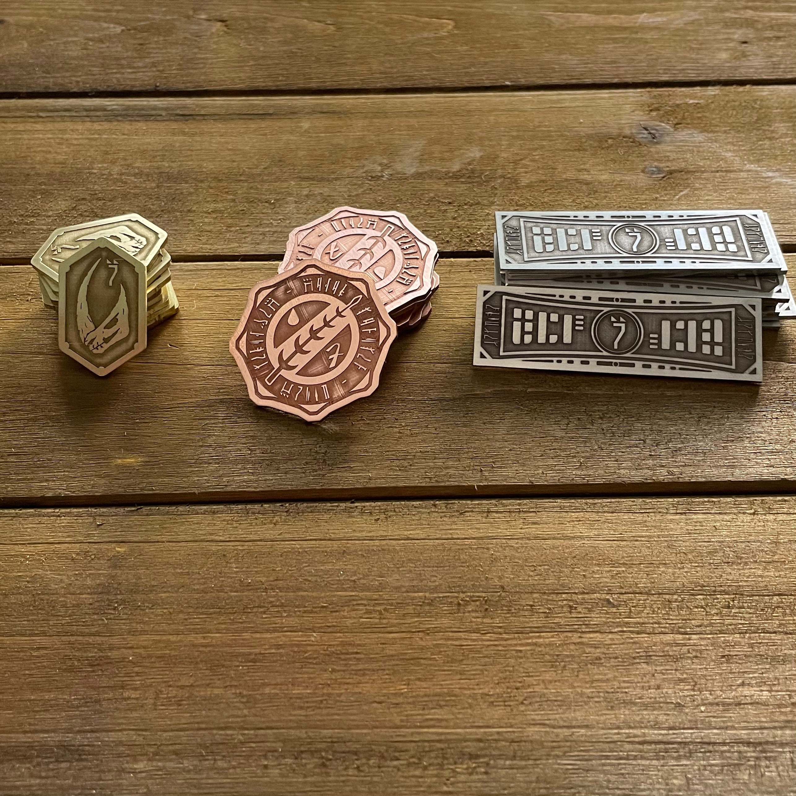 SOLID METAL Mandalorian 3 Coin Set Tokens Chips Sabacc | Etsy
