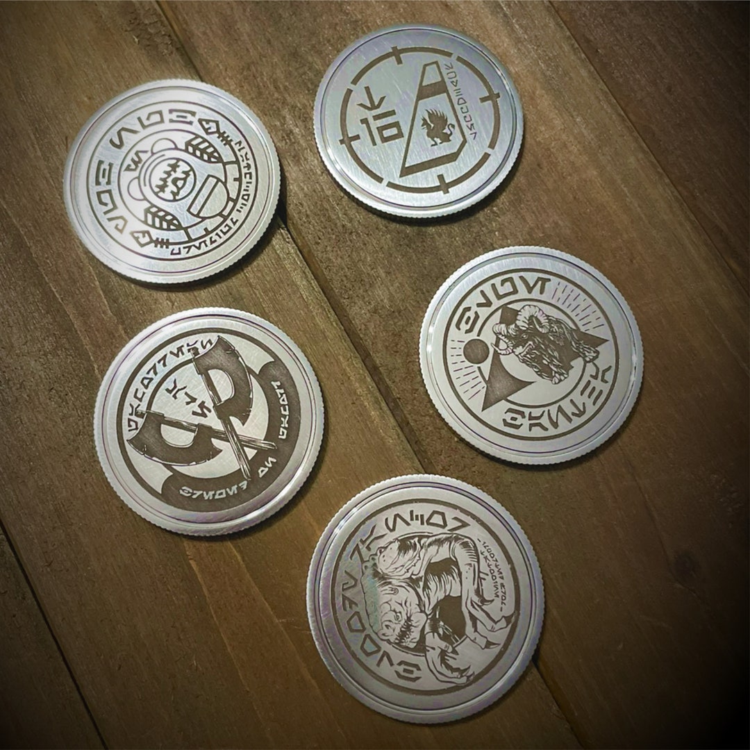 Ogas Cantina Coaster Challenge Coin Set Solid Stainless Steel Metal ...