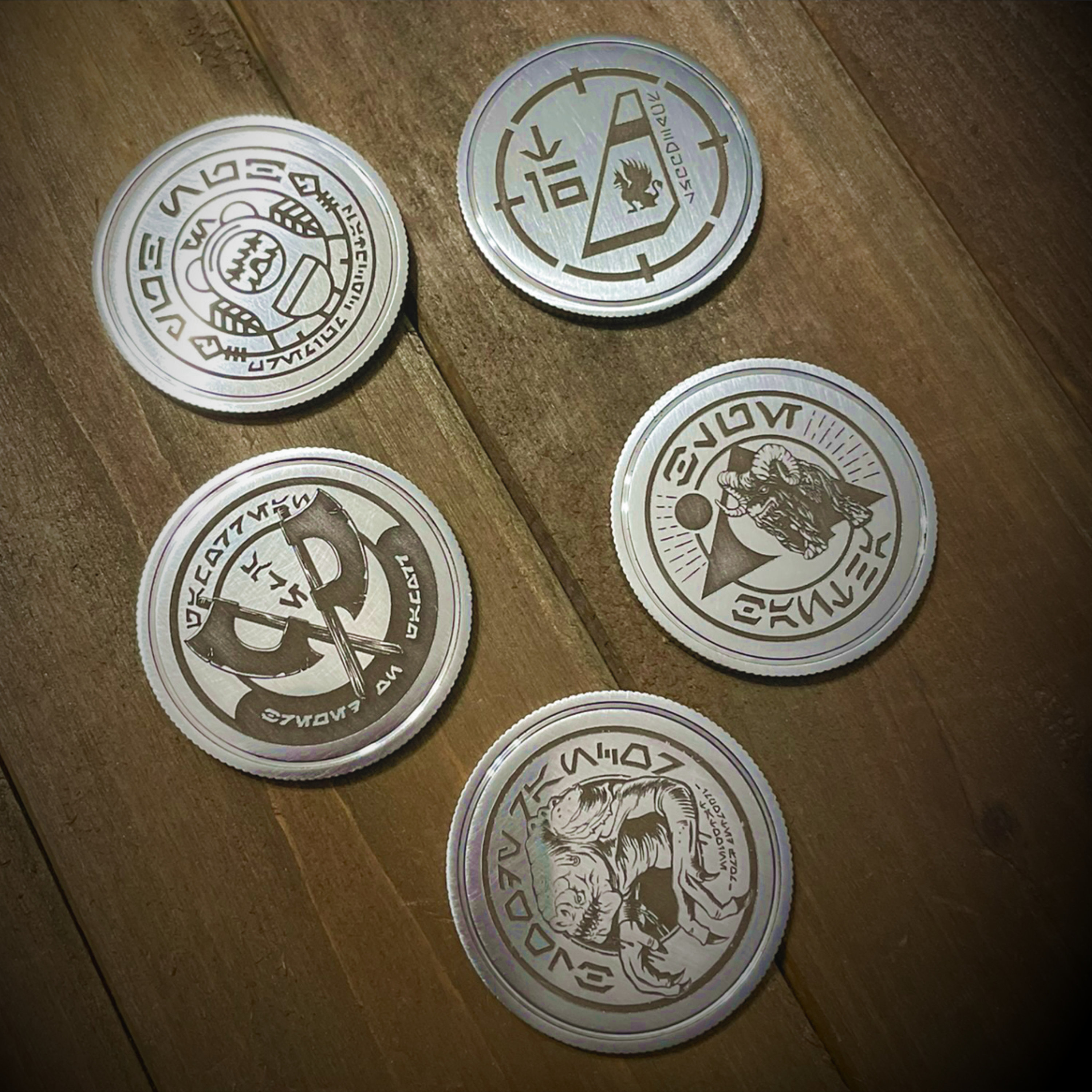 Ogas Cantina Coaster Challenge Coin Set Solid Stainless Steel - Etsy