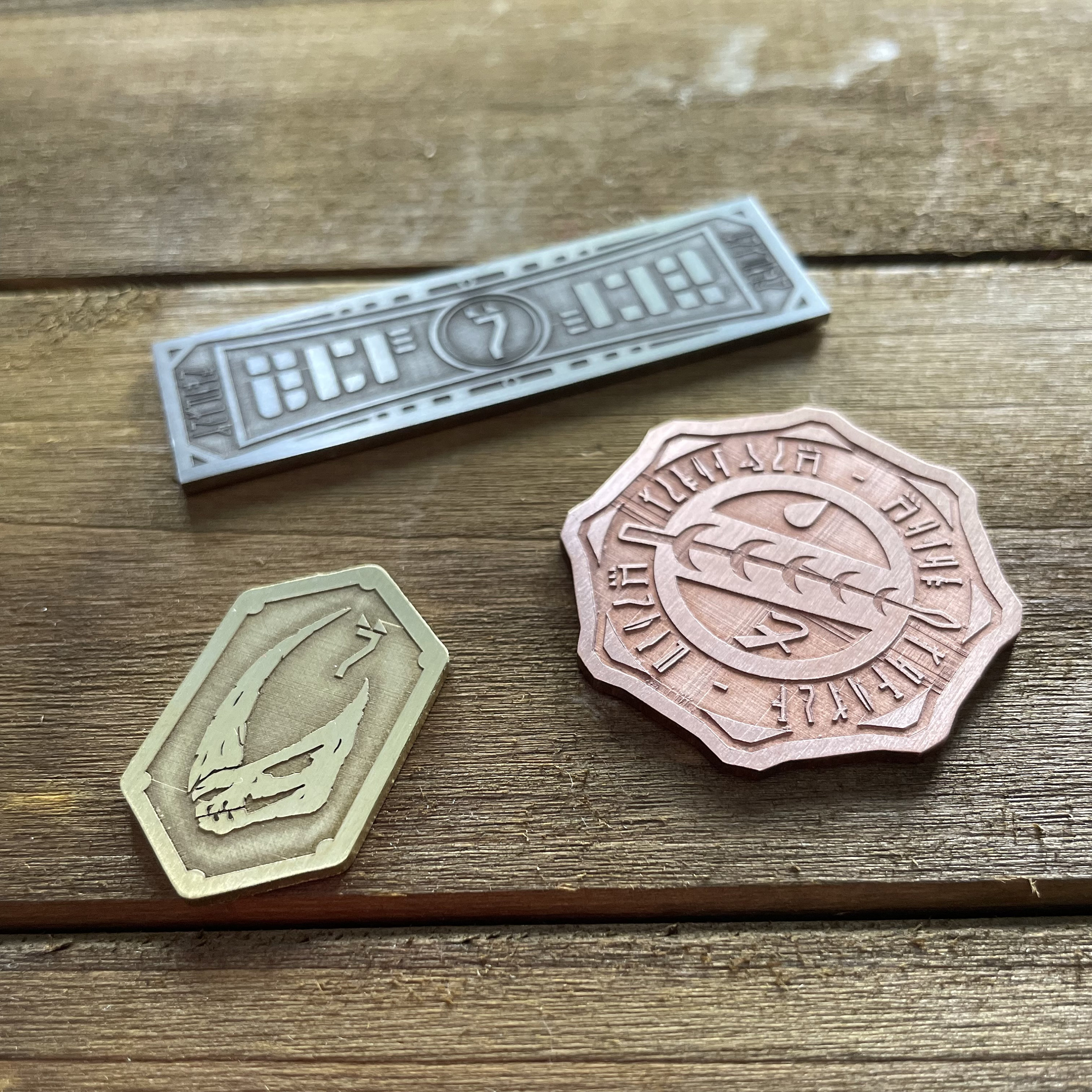 SOLID METAL Mandalorian 3 Coin Set Tokens Chips Sabacc Stainless Steel ...