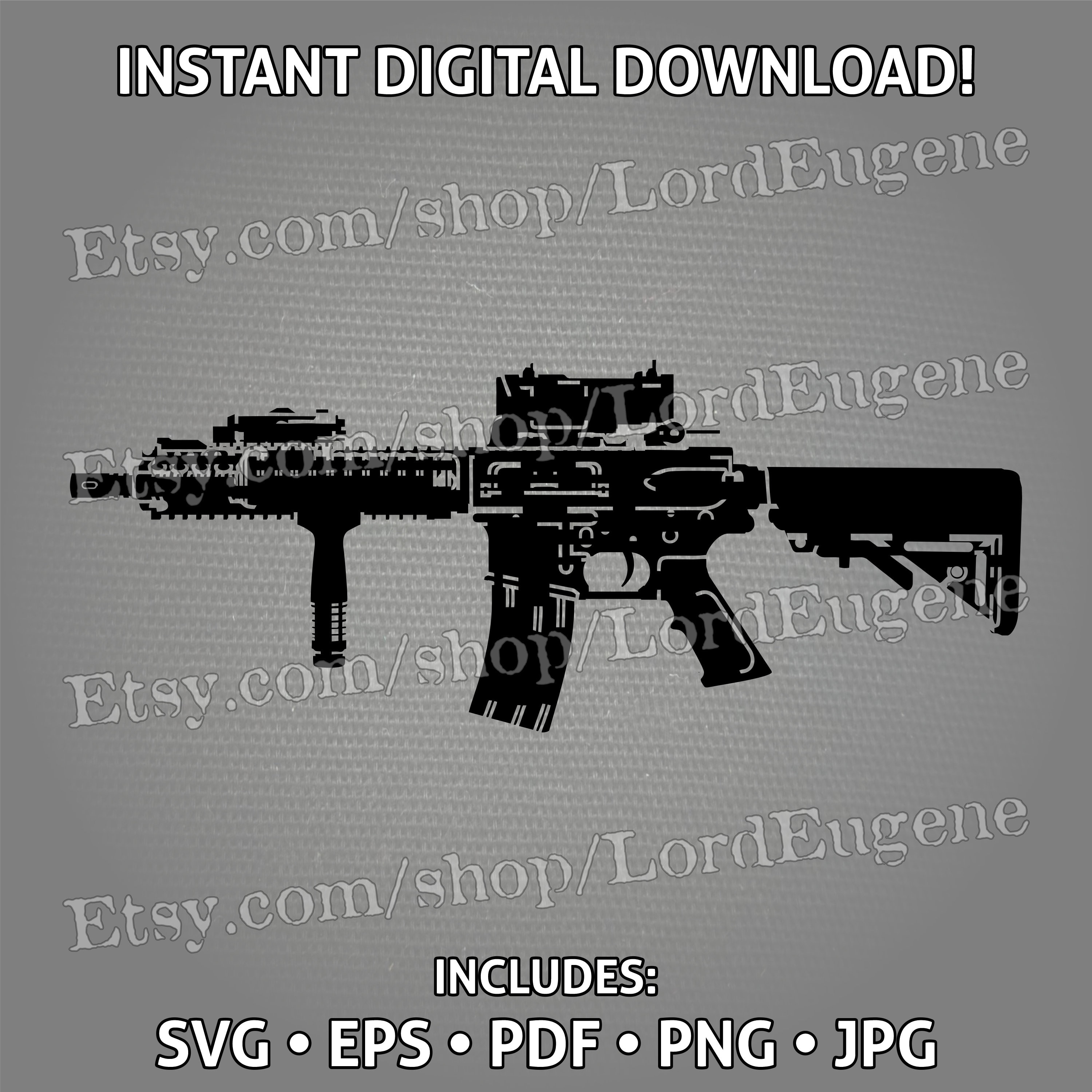 Ar 15 Ak 47 Assault Rifle Gun Vector Digital Clipart SVG PNG | Etsy