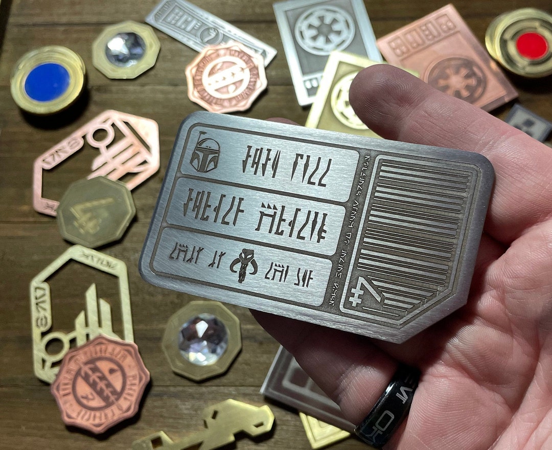 The Mandalorian Bounty Hunter ID Card Custom Solid Metal Stainless ...