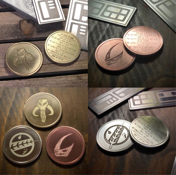 Mandalorian Code of Honor Mythosaur Skull Mudhorn Boba Fett Signet Metal Challenge Coin Set 3 Prop Credits Sabacc Star Wars Galaxys Edge Etsy Canada