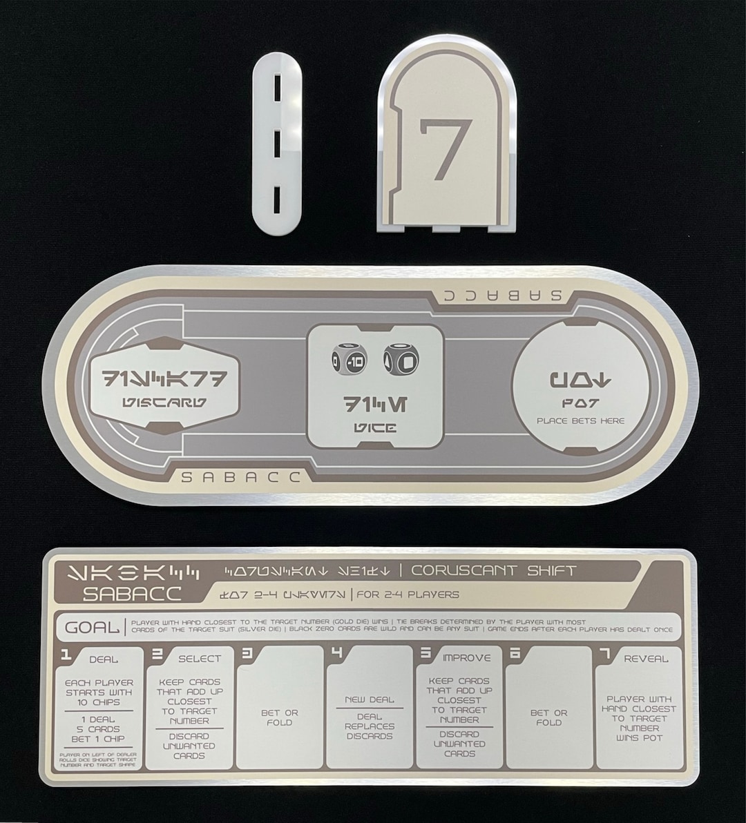Sabacc Aluminum Player Mat, Rules, & Acrylic Number Set From CSL ...