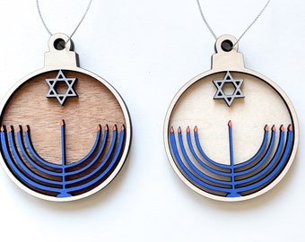Personalized Menorah Round Glass Ornament Holiday Gifts - Etsy