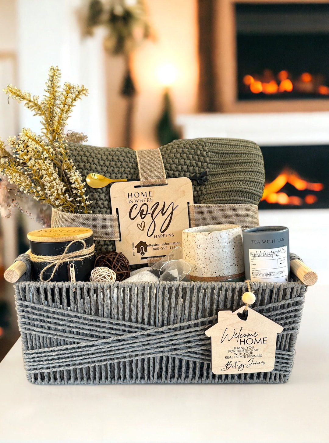 Mid-size Cozy Basket | Closing Gift Basket | New Home Gift Basket ...