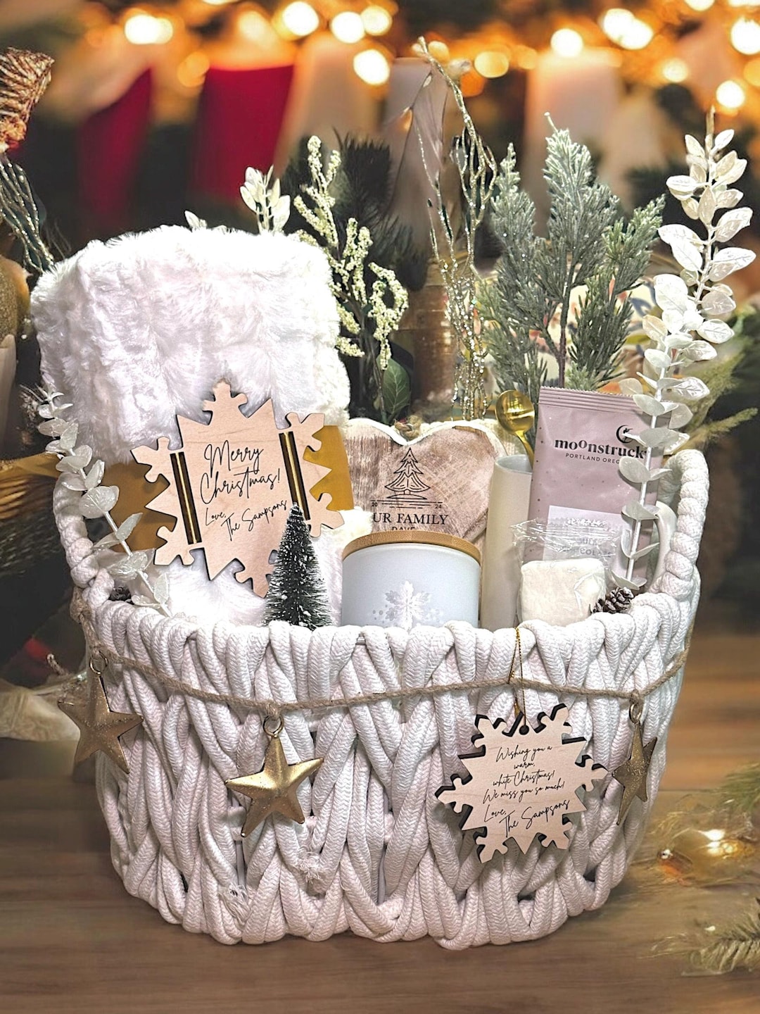 Winter White Holiday Basket | Holiday Cozy Basket | White Christmas ...
