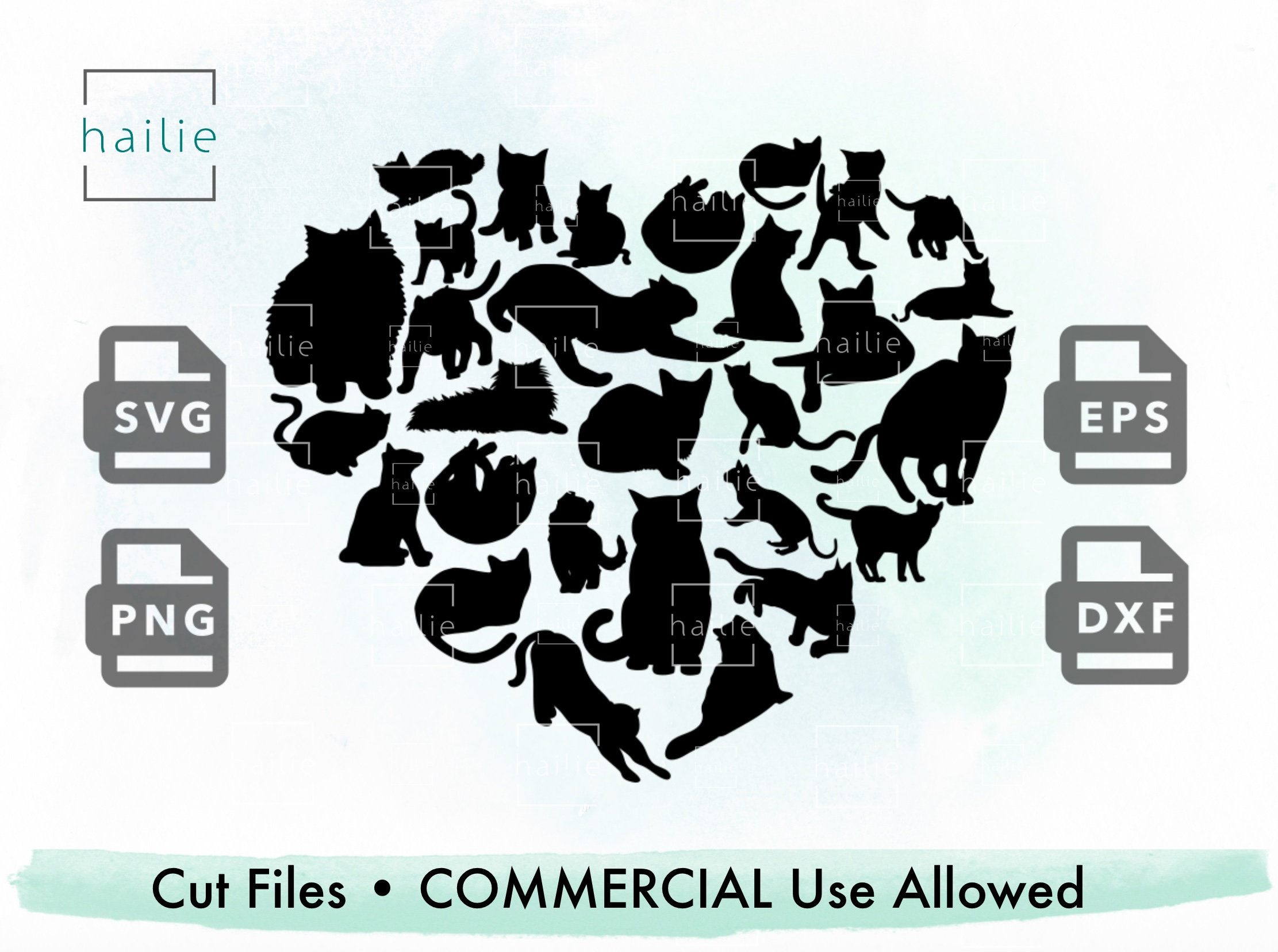 Cat Heart Svg Cat Svg Heart Svg Cat Silhouette Animal - Etsy