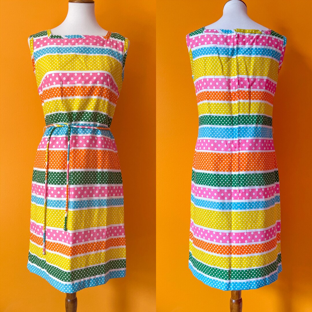 1960s Vintage Striped Shift Dress || SMALL || Jamison Boutique Hippie ...