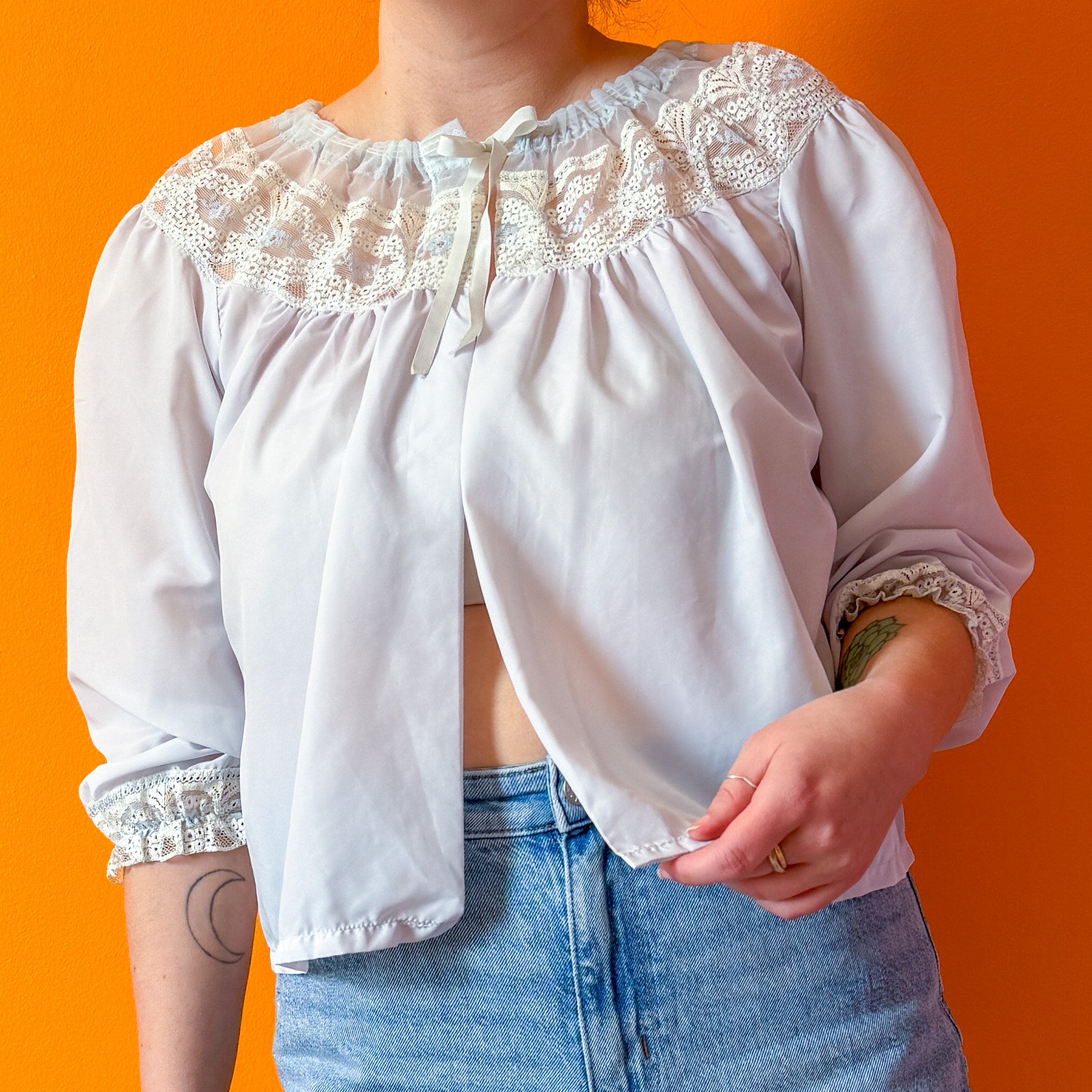 1960s Vintage Blue Bed Jacket OSFM Fern Lingerie Pajama Lounge Satin ...