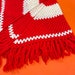 60s 70s Vintage Handmade Red & White Shawl || OS || Knitwear With ...