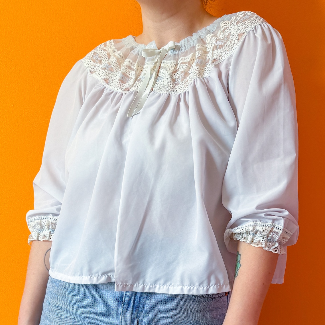 1960s Vintage Blue Bed Jacket OSFM Fern Lingerie Pajama Lounge Satin ...