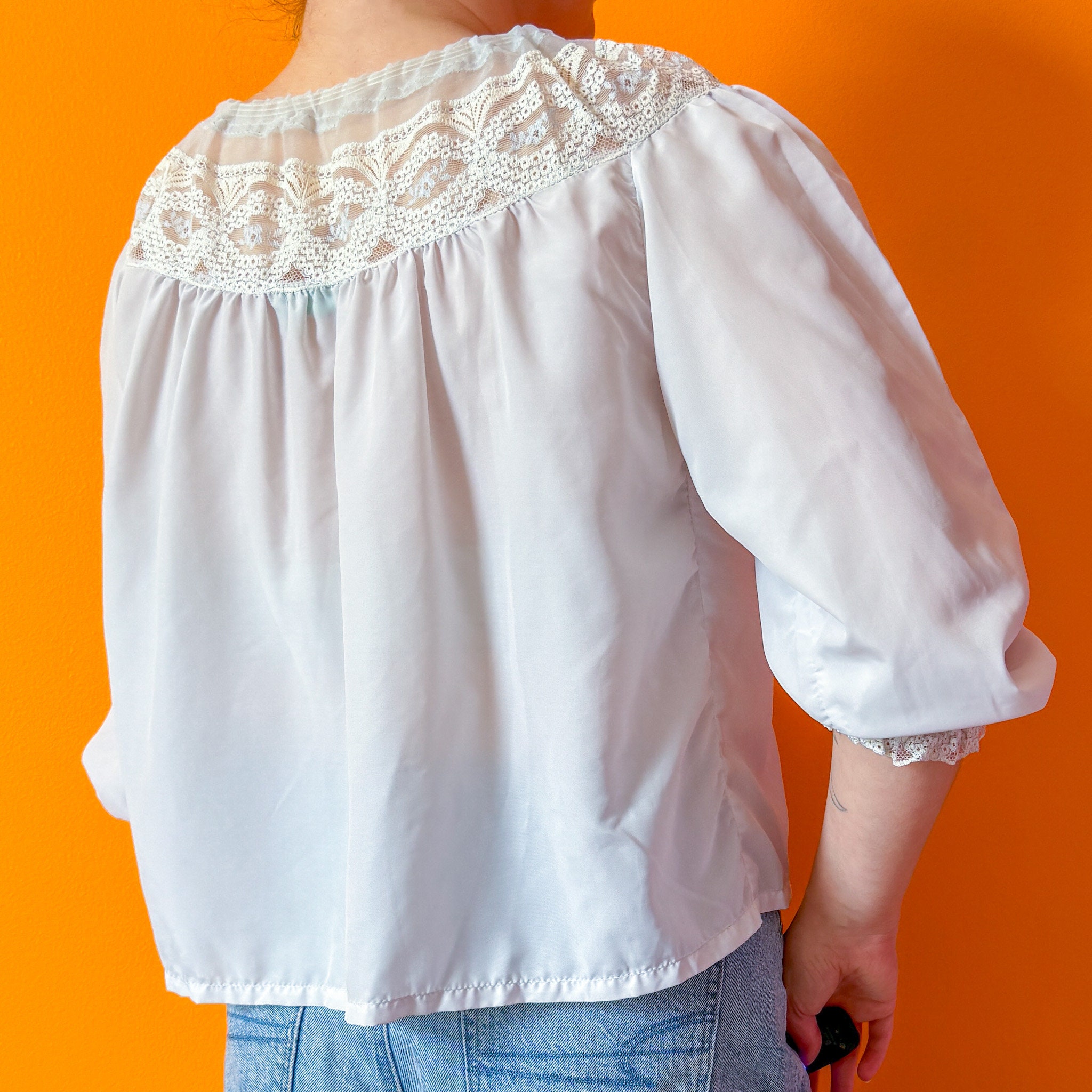 1960s Vintage Blue Bed Jacket OSFM Fern Lingerie Pajama Lounge Satin ...