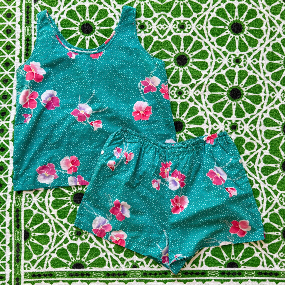 1980s 1990s Vintage Two Piece Tank and Short Set S / M by Java Wraps ...