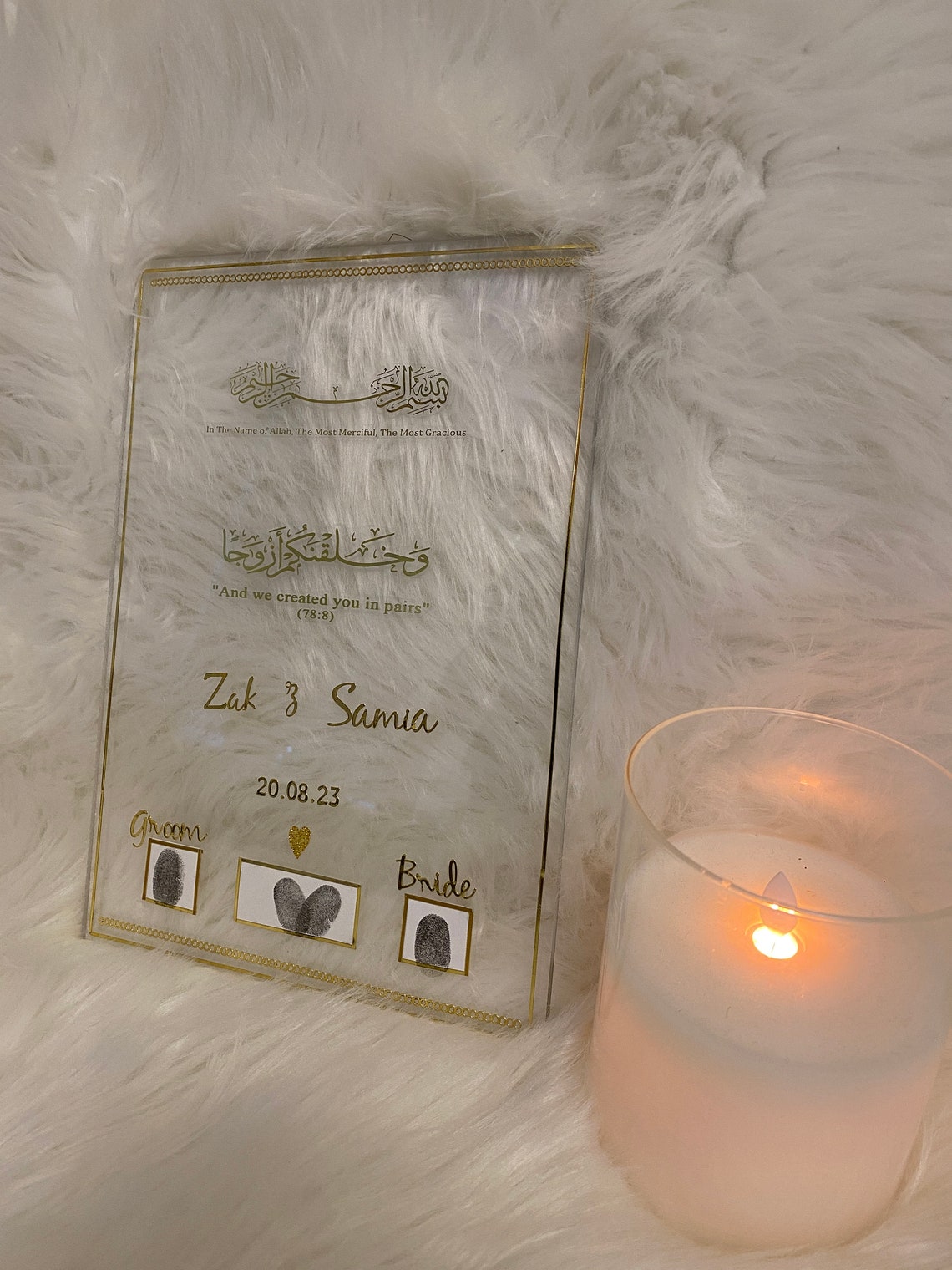 Personalised Nikah Acrylic Board, Fingerprint Contract, Wedding Fun ...