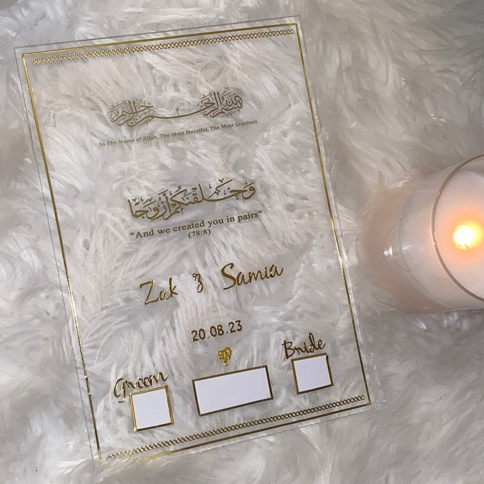 Personalised Nikah Acrylic Board, Fingerprint Contract, Wedding Fun ...