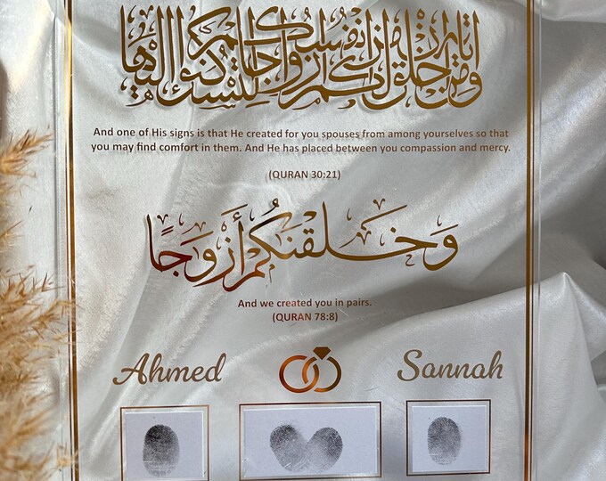 Personalised Islamic Nikah Acrylic Board, Fingerprint Contract, Wedding ...