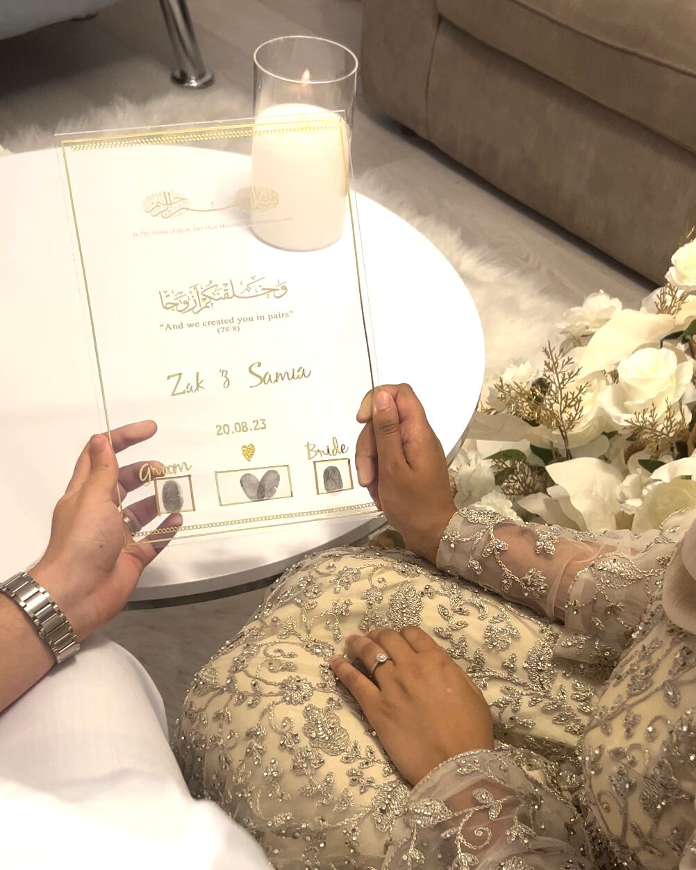 Personalised Nikah Acrylic Board, Fingerprint Contract, Wedding Fun ...