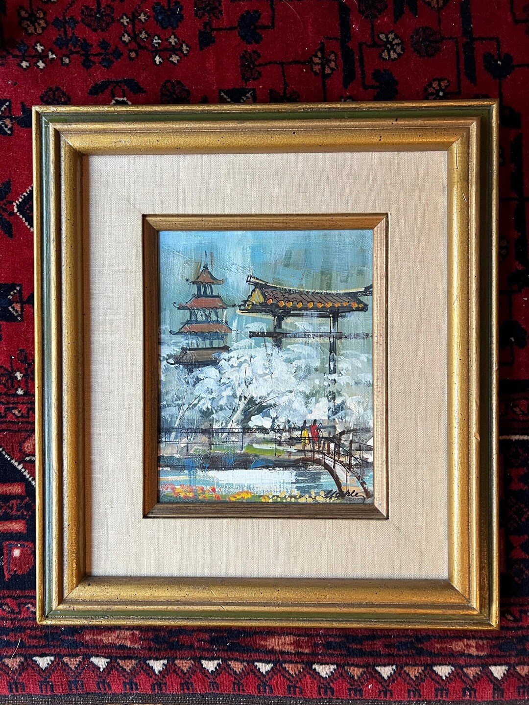 Original Vintage John Checkley Oil Painting of Cherry Blossoms and ...