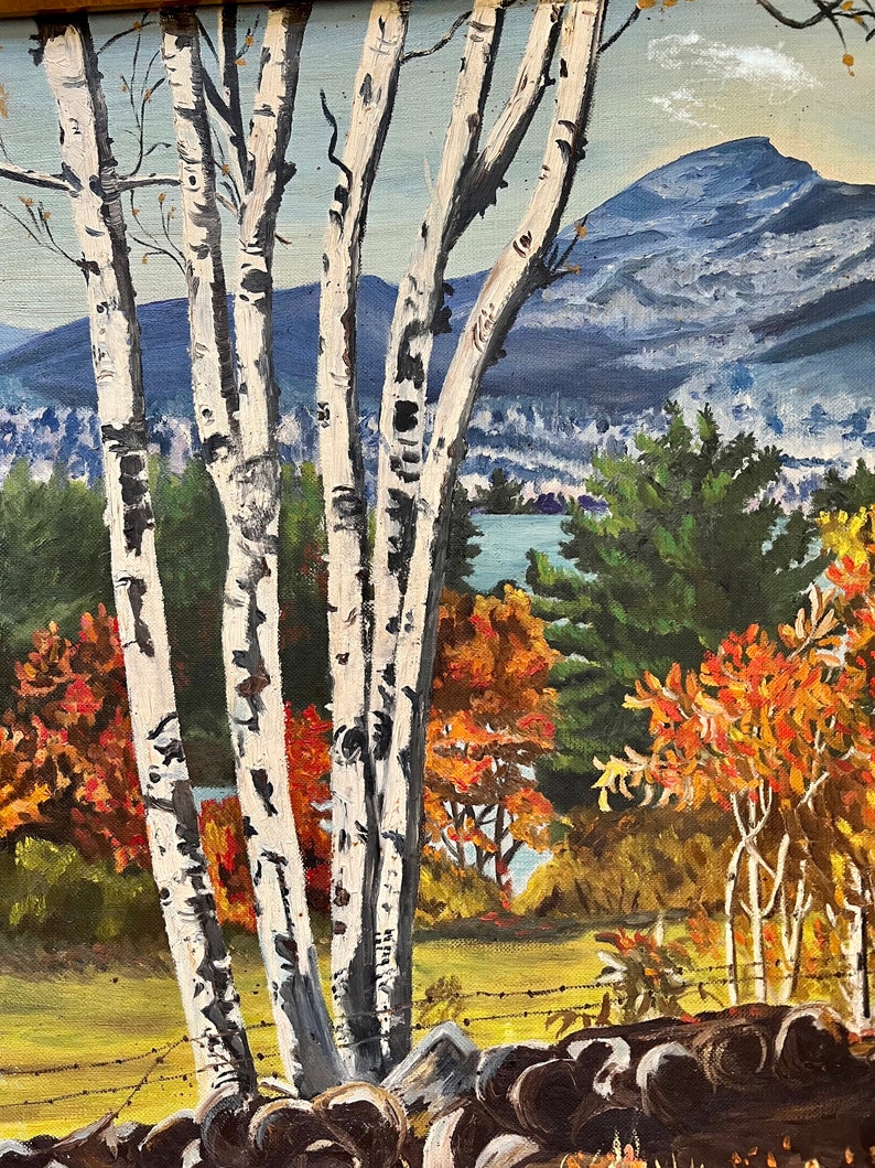 Vintage Oil Painting of New England Landscape New Hampshire in Autumn ...