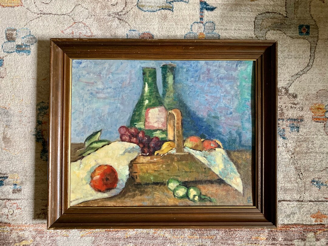 Vintage 1970s Still Life Oil Painting, Fruit and Wine, Signed - Etsy
