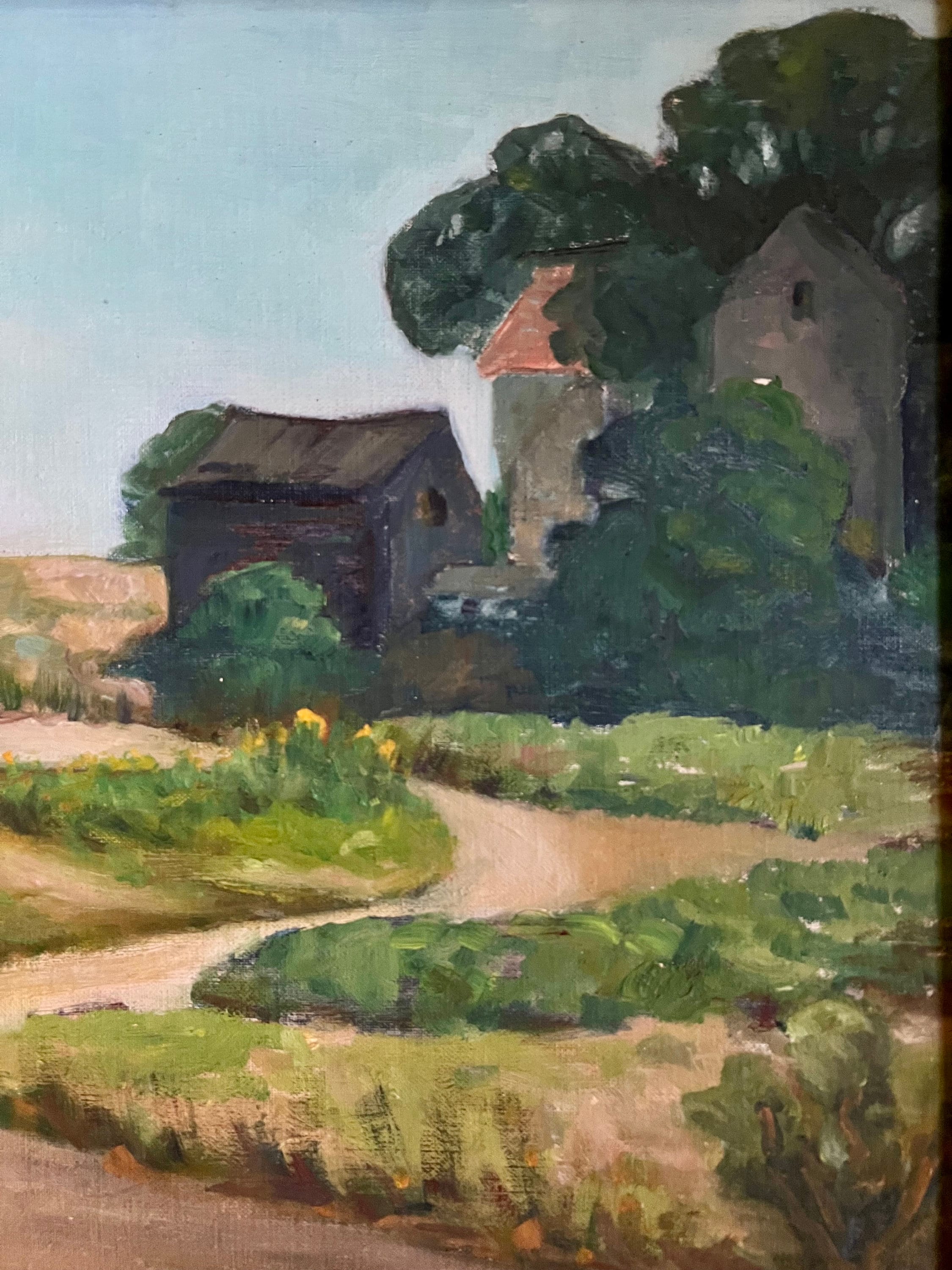 Original Vintage Oil Painting of Country Lane and Farm in Summer ...