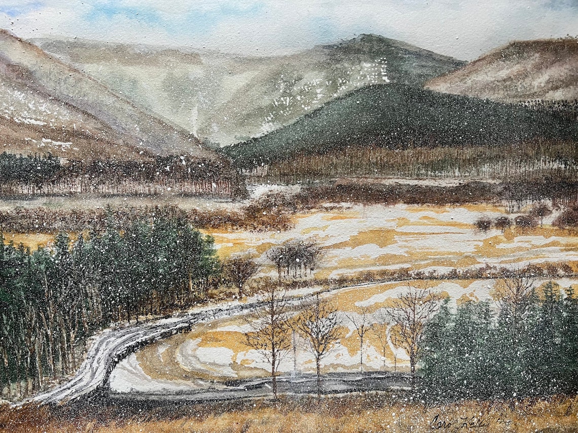 Original Vintage Watercolor Painting of Mt. Greylock in the Snow ...