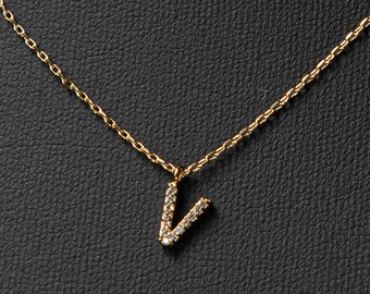 Letter V Necklace - Etsy