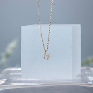 Mini Letter H Necklace, Paved Initial H Necklace, Personalized Jewelry ...