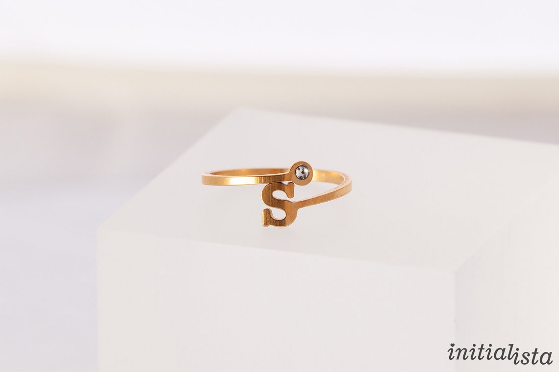 Simple Initial S Ring, Adjustable Ring With Letter, Personalized Gift ...