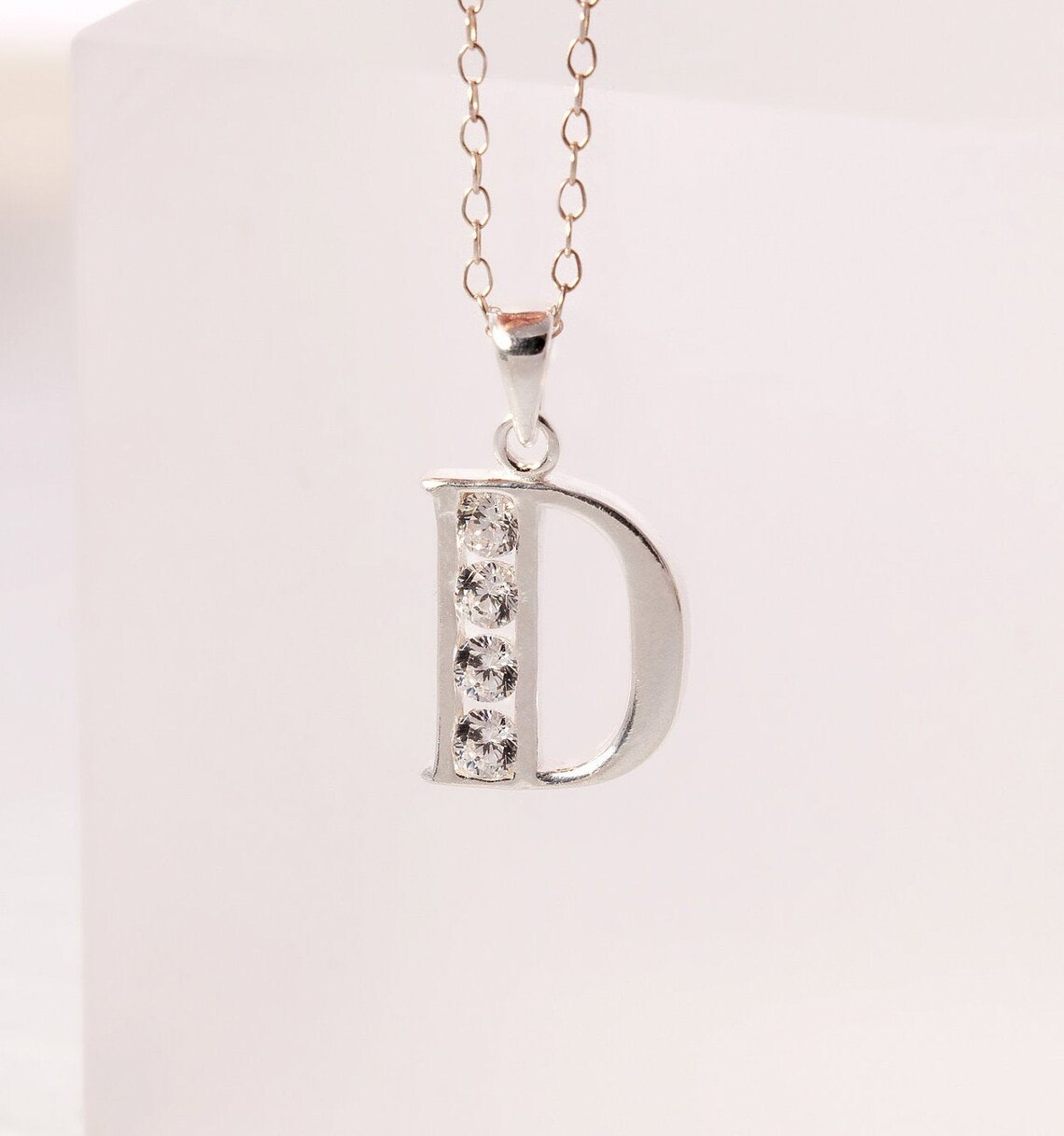Sterling Silver Initial D Necklace Silver Letter Necklace - Etsy UK