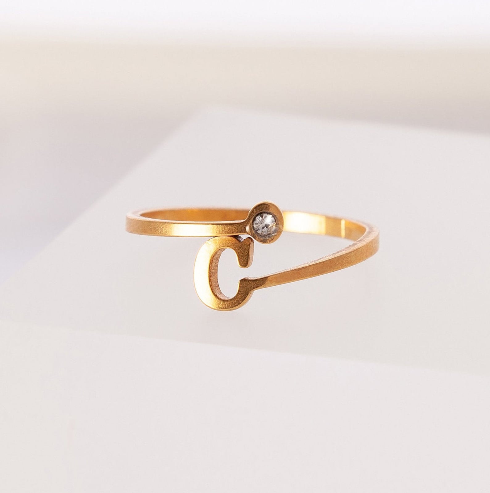 Anillo inicial simple, anillo ajustable con la letra C, regalo ...