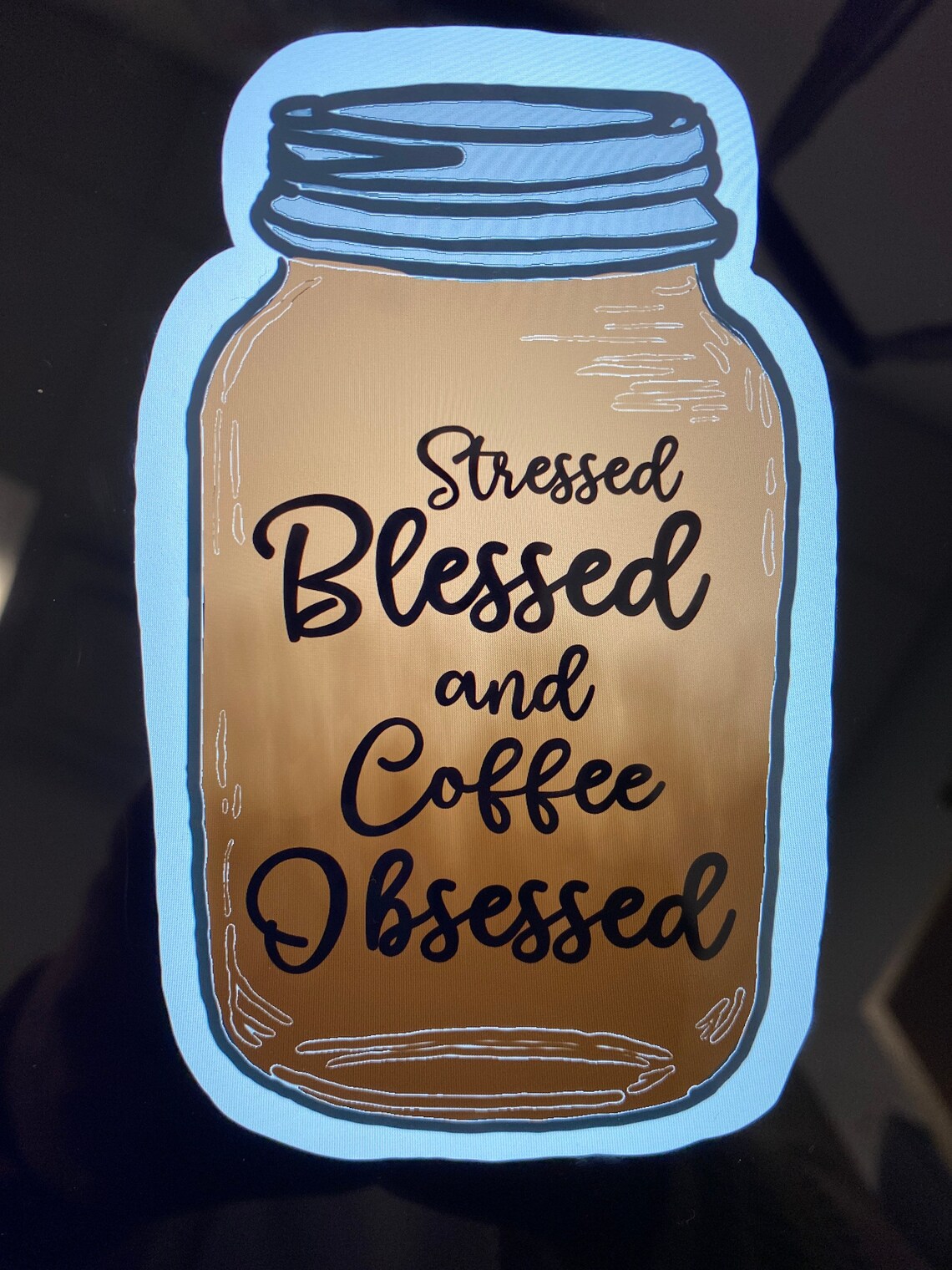 Stressed Blessed and Coffee Obsessed Sticker - Etsy