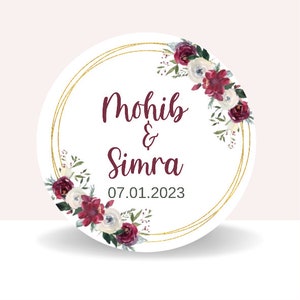 Nikkah Wedding Stickers, Floral Stickers, Wedding Favor, Muslim Wedding ...