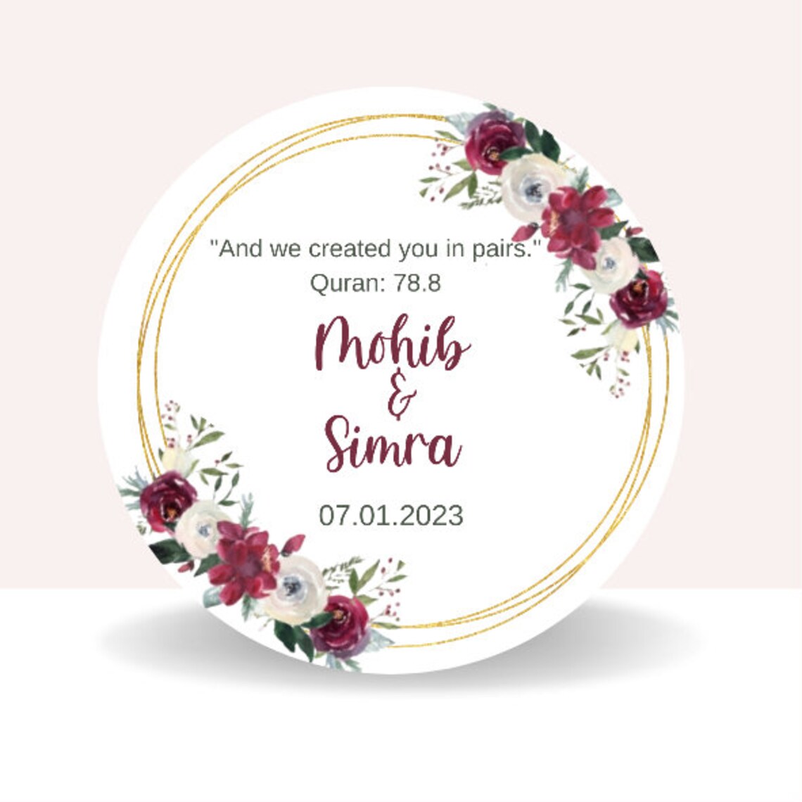 Personalized Nikkah Stickers: Floral Muslim Wedding Favor - Etsy