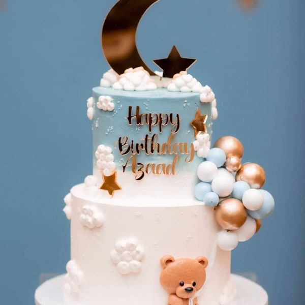 Moon and Star Cake Topper - Etsy