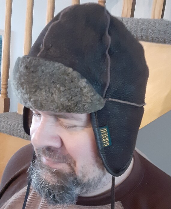 100% Genuine Shearling Sheepskin Aviator Hat- Men's S… - Gem