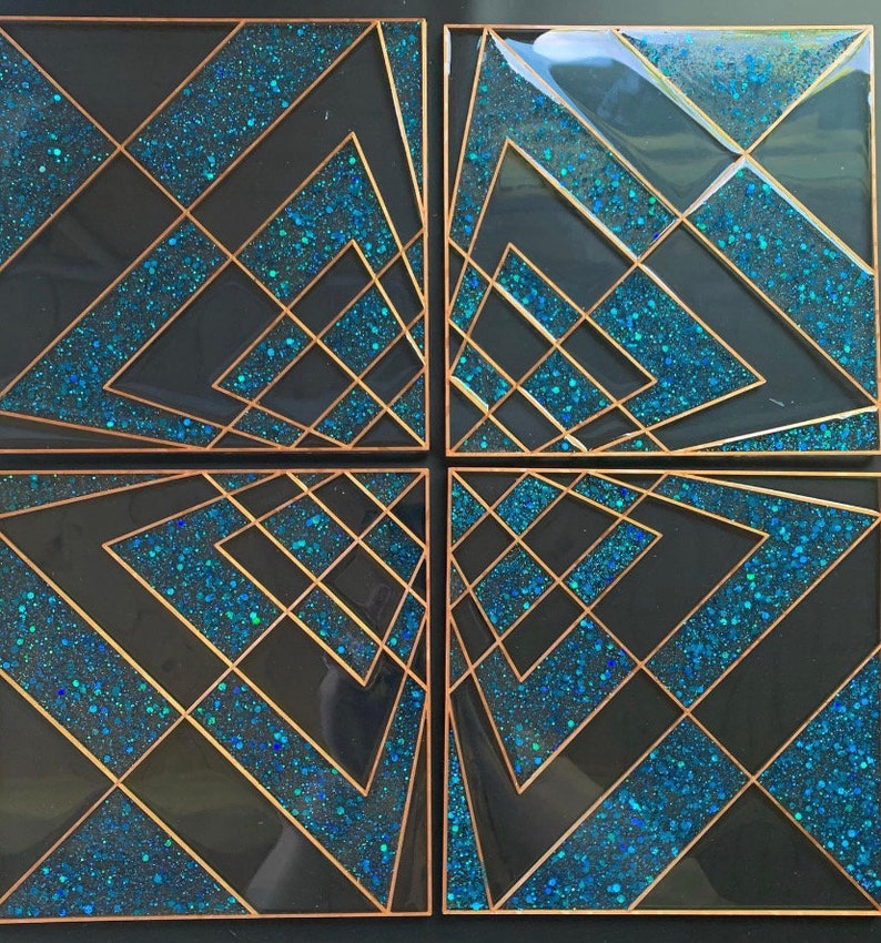 Square Art Deco Inspired Template 3D Printed Design Copper or Black ...