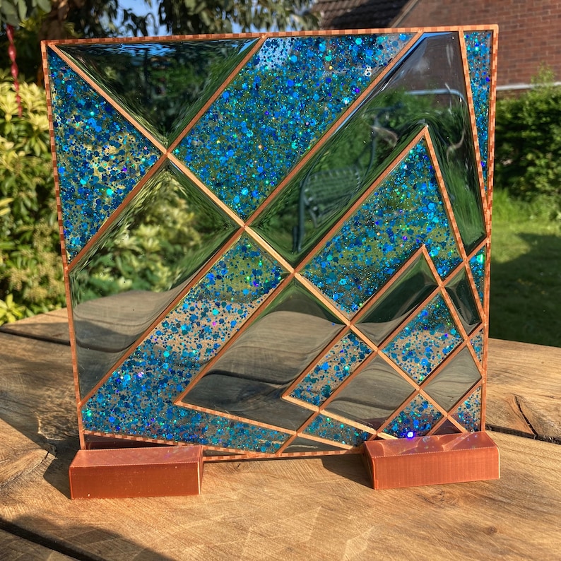 Square Art Deco Inspired Template 3D Printed Design Copper or Black ...