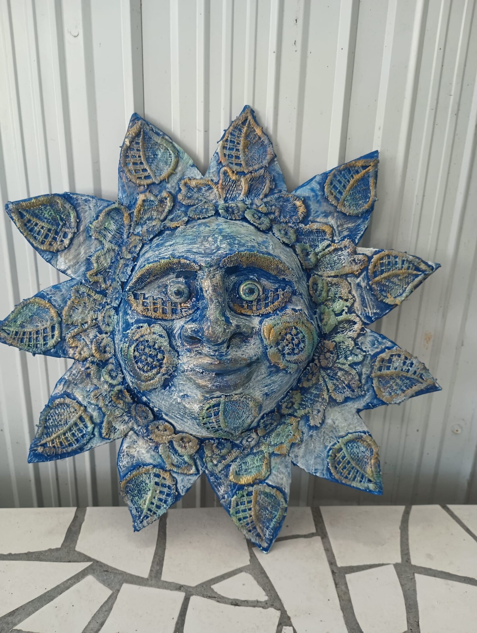 Sun in Paper Mache, With the Paper Mache Technique and Embedded Lace - Etsy