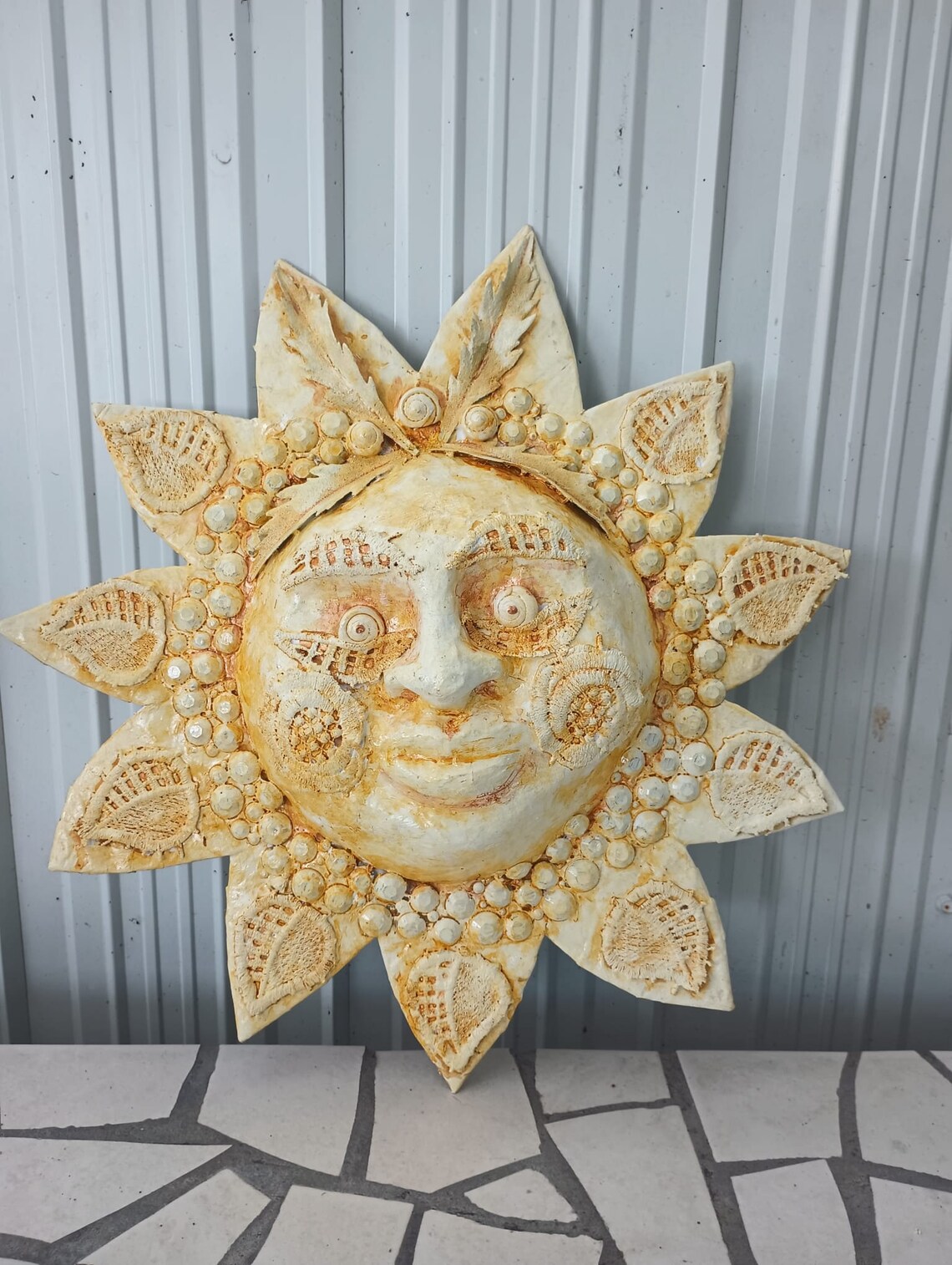 Sun in Paper Mache, With the Paper Mache Technique and Embedded Lace - Etsy