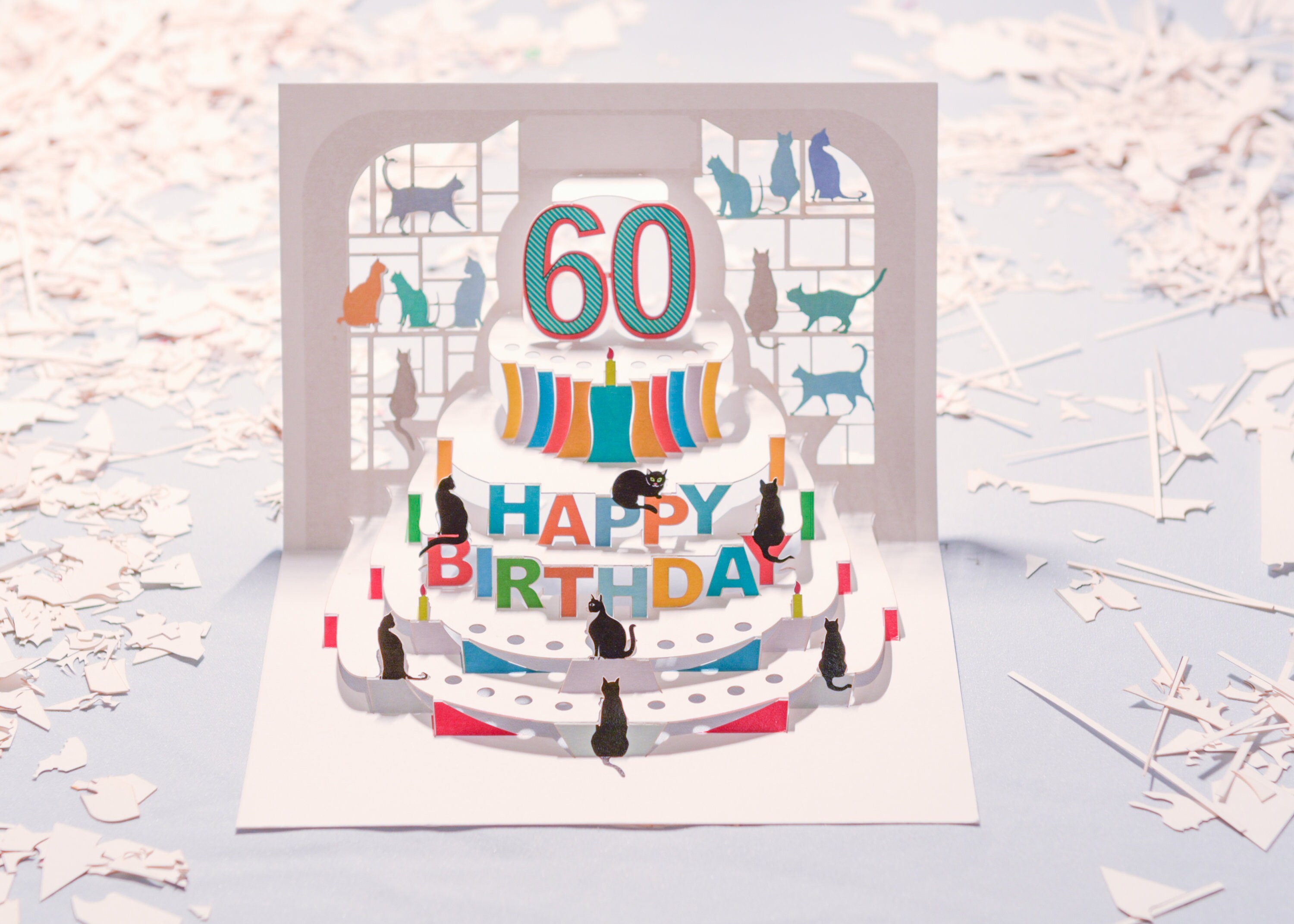 60th Birthday Cat Card - Pop up Card - Age 60 Card, Birthday Cat Card ...