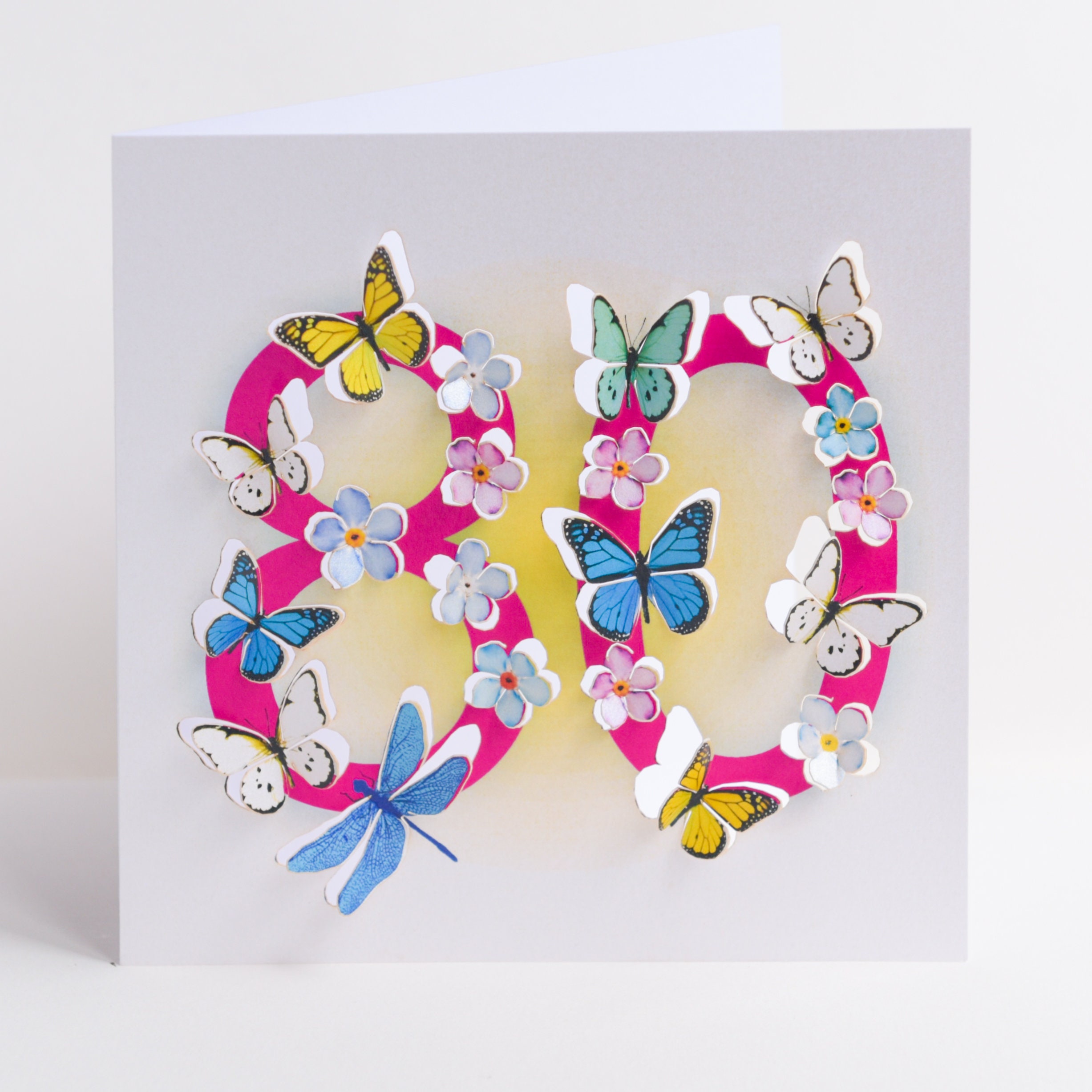 Butterfly Age 80th Birthday Card - Pretty 3D Sculpture Card - Happy ...