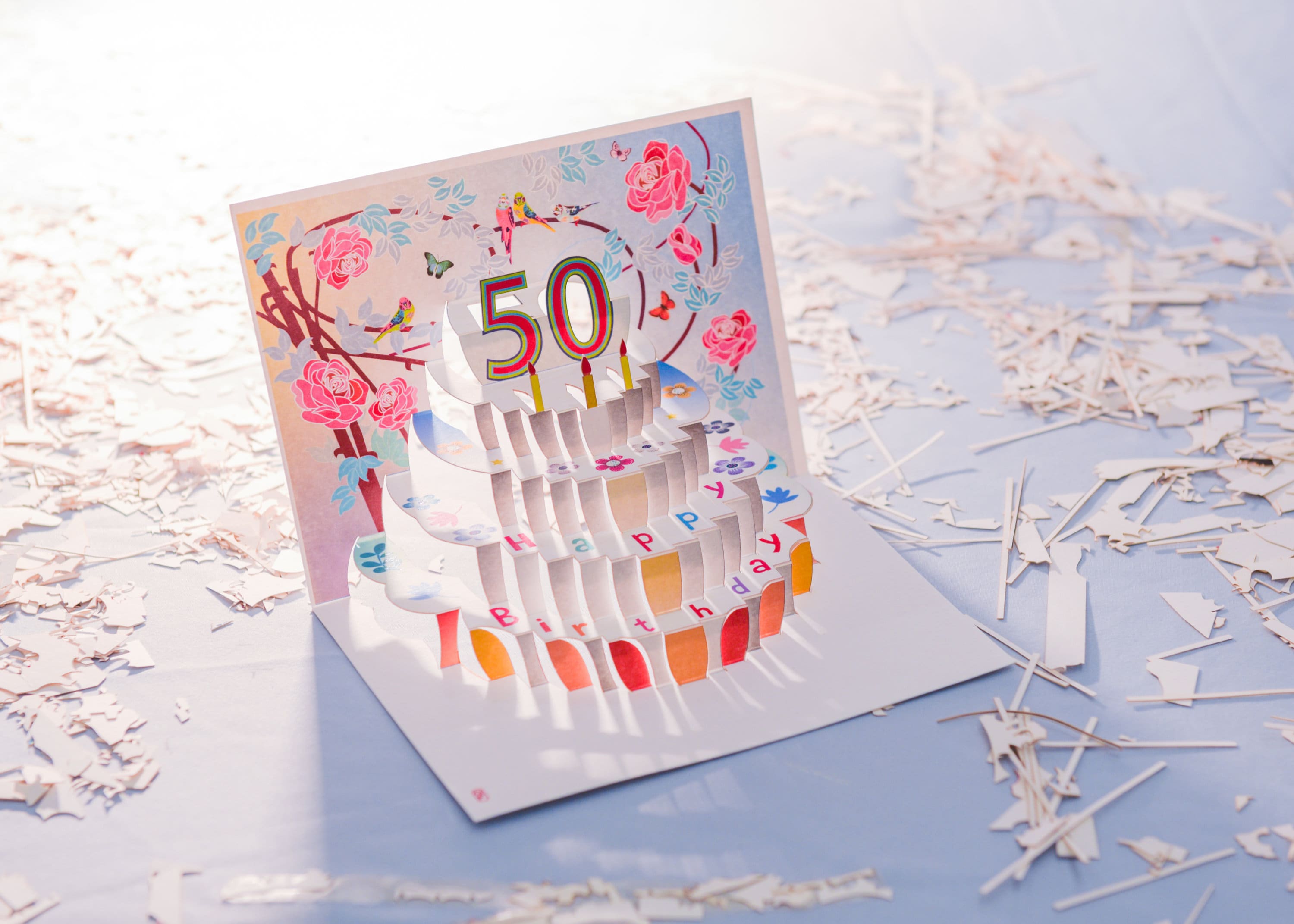 50th Birthday Rose Card - Pop up Card - Age 50 Card, Birthday Flower ...
