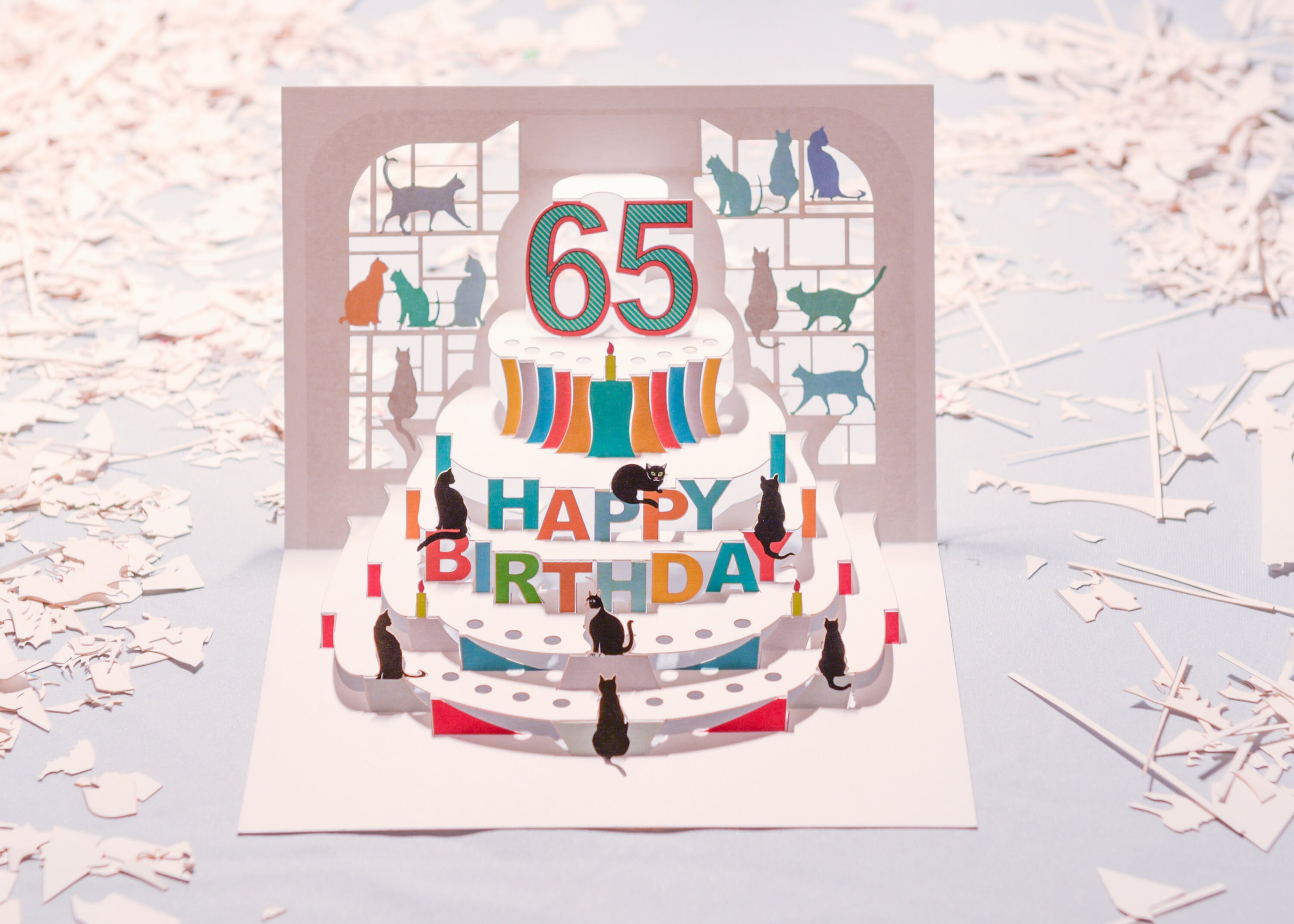 65th Birthday Cat Card - Pop up Card - Age 65 Card, Birthday Cat Card ...