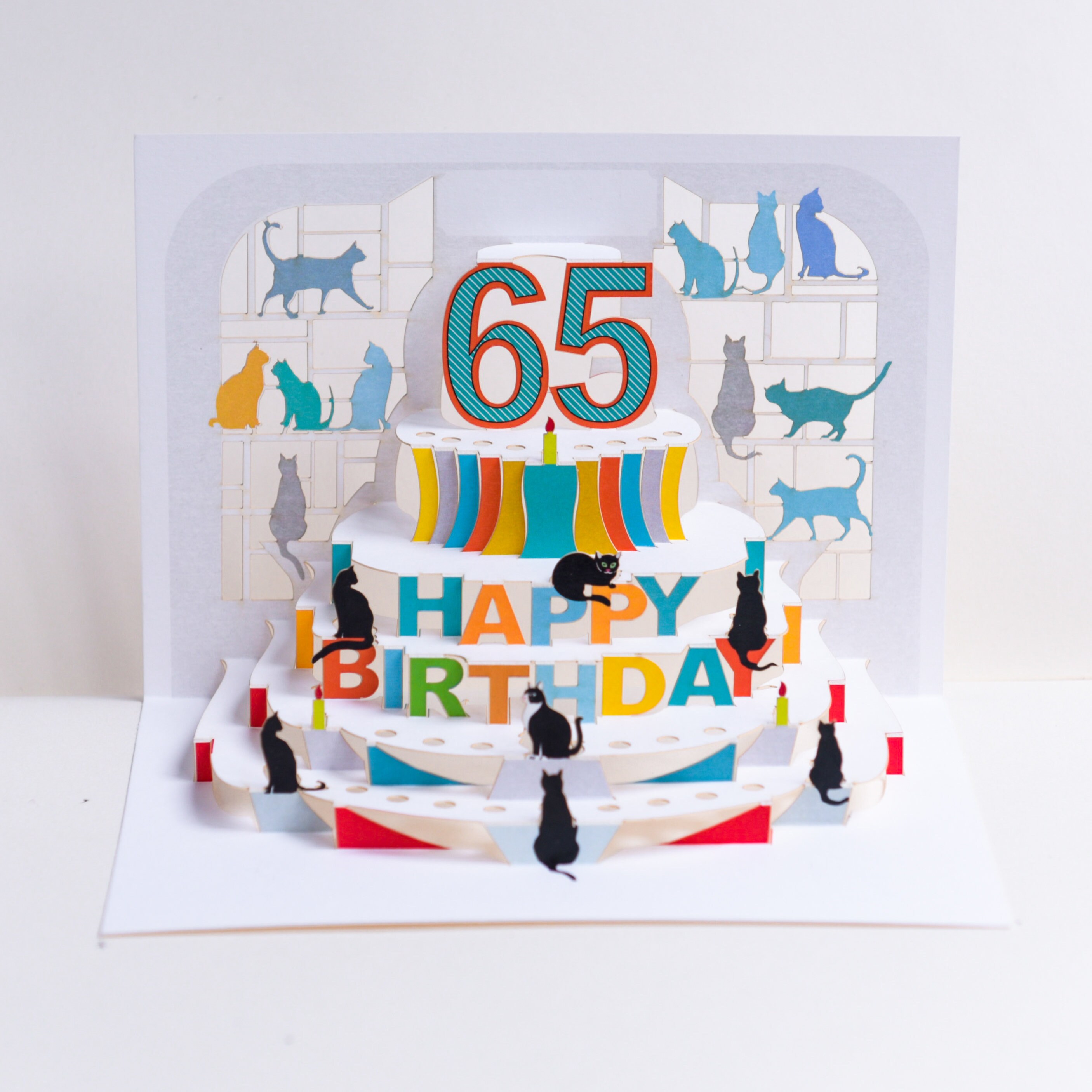 65th Birthday Cat Card - Pop up Card - Age 65 Card, Birthday Cat Card ...